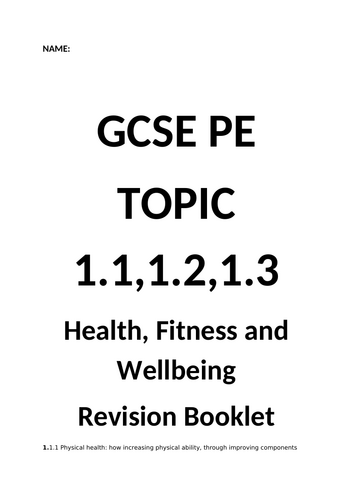 Edexcel GCSE PE Health, Fitness and Wellbeing | Teaching Resources