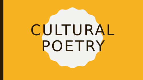 KS3 Spoken poetry unit- Cultural | Teaching Resources