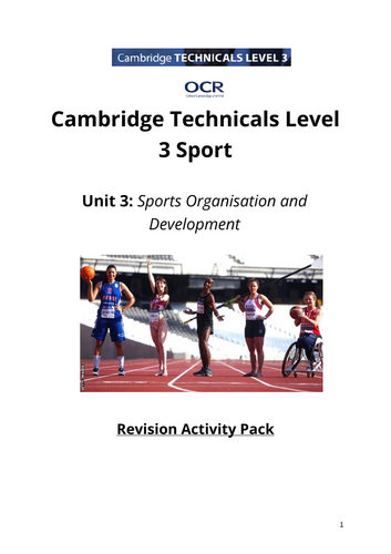 CTEC Sport Unit 3 Activity booklet + answers | Teaching Resources