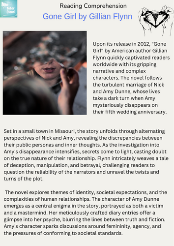 Gone Girl by Gillian Flynn Reading Comprehension Worksheet | Teaching ...