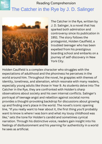 The Catcher in the Rye by J. D. Salinger Reading Comprehension ...