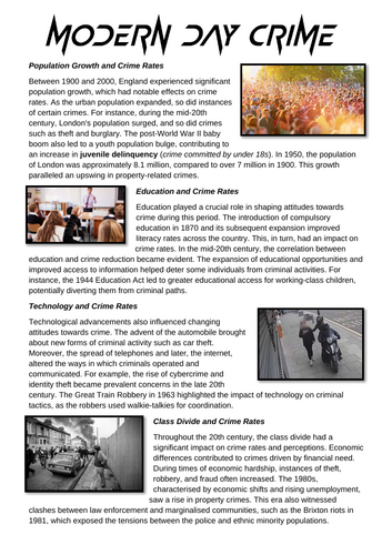GCSE Crime and Punishment: Lesson 4 - Modern Crime | Teaching Resources