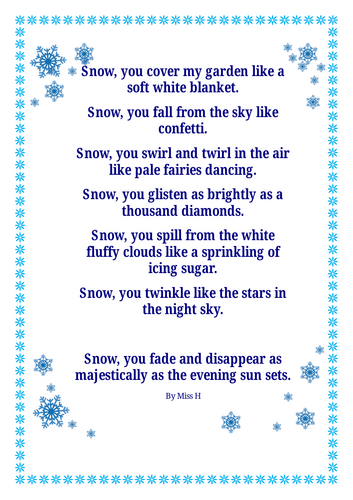 Snow Simile Poem | Teaching Resources