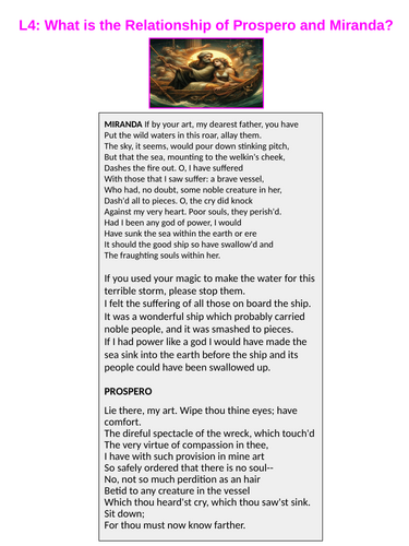 The Tempest Prospero Miranda | Teaching Resources