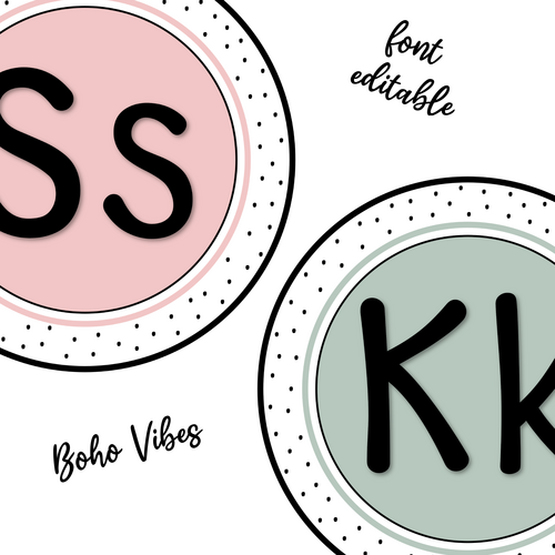 Printable Spotty Boho Alphabet Flash Cards, Editable Word Wall Letters ...