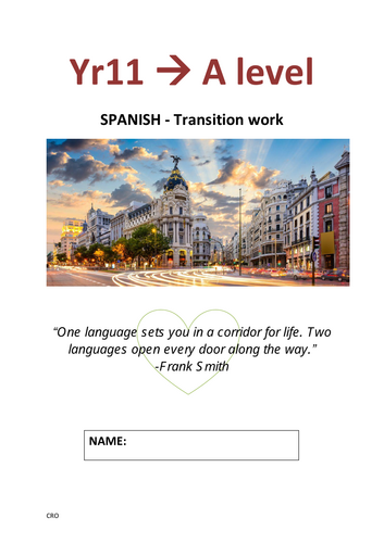 SPANISH TRANSITION WORK | Teaching Resources