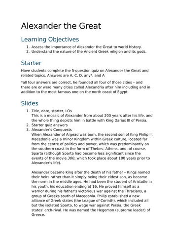 KS3 LGBT History - Alexander the Great - fully planned lesson - Ancient ...