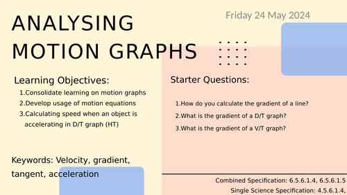 9.4 - Analysing motion graphs | Teaching Resources