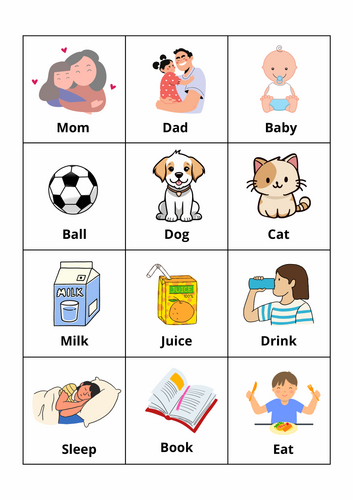 Common Toddler Vocabulary for Speech Therapy Flashcards | Teaching ...