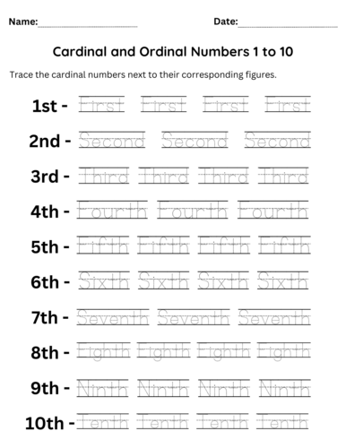 cardinal and ordinal numbers 1 to 10 - ordinal numbers 1-10 for ...