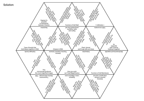 OCR B1.1 and B1.2 GCSE Biology Cells and DNA Revision Tarsia | Teaching ...