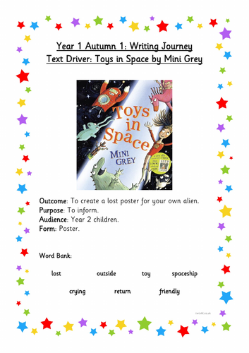 Toys in Space by Mini Grey - Year 1 Unit of Writing Resources ...