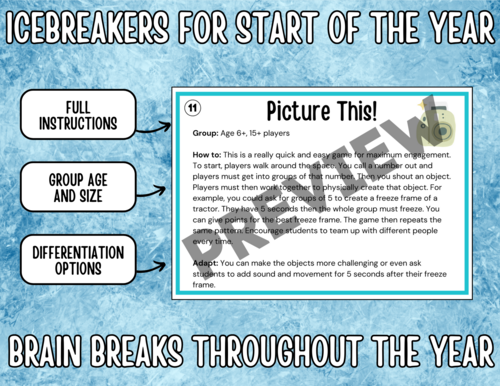 Icebreaker Games Transition+Induction- Brain Break Activities- Back to ...