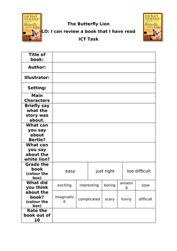 The Butterfly Lion - Lessons & Resources | Teaching Resources