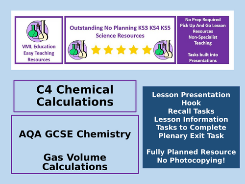 AQA GCSE Chemistry Gas Volume Calculations Full Lesson Presentation and ...