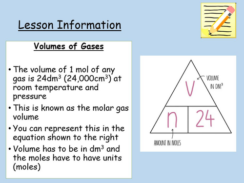AQA GCSE Chemistry Gas Volume Calculations Full Lesson Presentation and ...