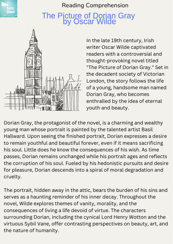 The Picture of Dorian Gray by Oscar Wilde Reading Comprehension ...