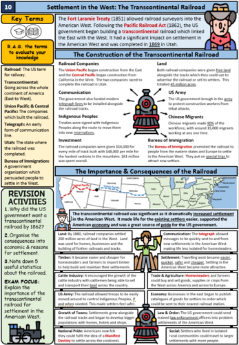 American West - Revision Workbook Knowledge Organisers - Edexcel ...