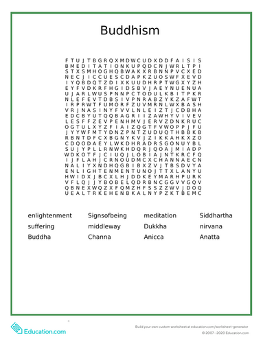 Buddhism wordsearch | Teaching Resources