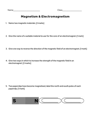 KS3 Physics Magnetism and Electromagnetism Powerpoint and Worksheet ...