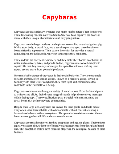 Capybaras : Reading Comprehension with Multiple choice Questions ...