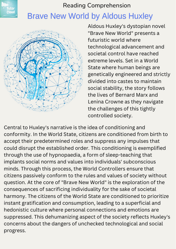 Brave New World by Aldous Huxley Reading Comprehension Worksheet ...