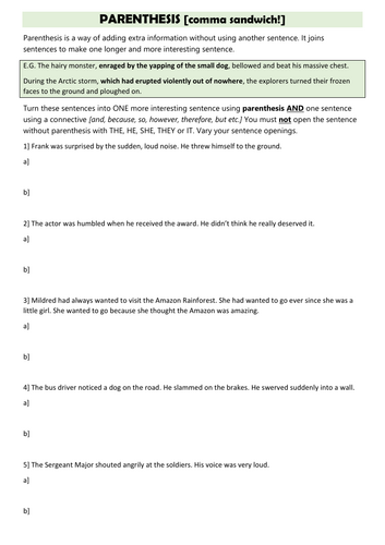 Parenthesis Practice | Teaching Resources