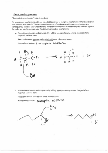 A-Level Chemistry - organic mechanisms | Teaching Resources