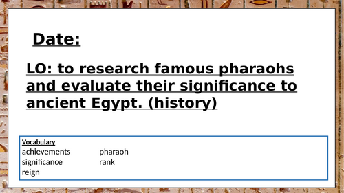 Egyptian Pharaohs | Teaching Resources