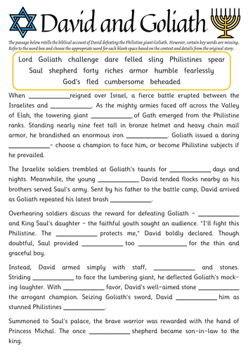 David and Goliath Reading | Teaching Resources