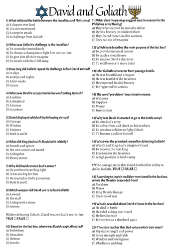 David and Goliath Reading | Teaching Resources