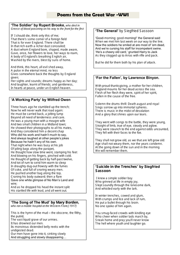 Poems from the Great War Essay Writing | Teaching Resources