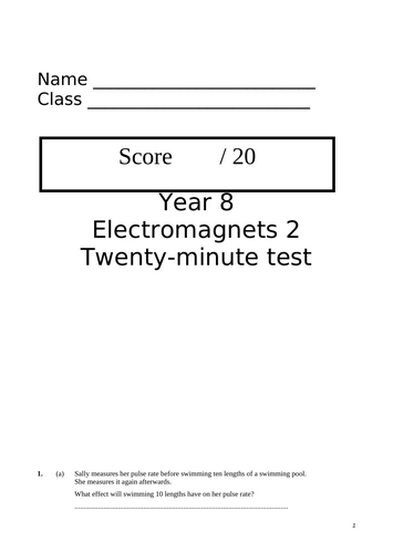 Year 8 Science KS3 AQA 20 minute tests | Teaching Resources