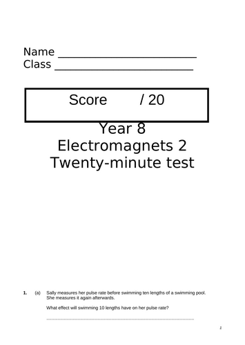 Year 8 Science KS3 AQA 20 minute tests | Teaching Resources