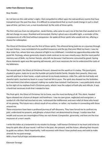 Stave 4 - Scrooge and redemption. Letter | Teaching Resources