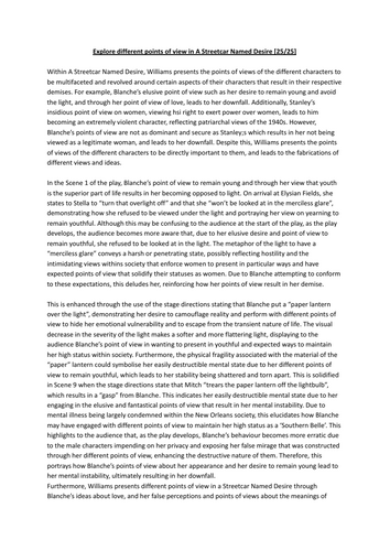 A* A Level English Literature A Streetcar Named Desire Essay on ...