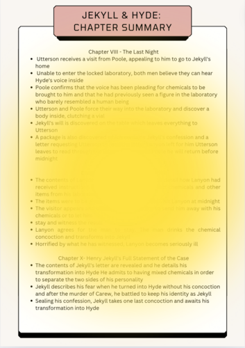 Jekyll & Hyde complete summary!! | Teaching Resources