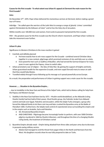 CAUSES OF THE FIRST CRUSADE (A Level OCR History) Crusades Revision ...