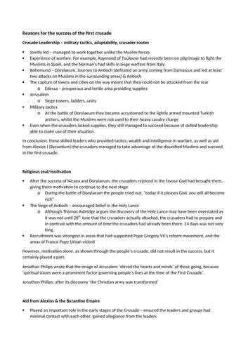 THE FIRST CRUSADE (A Level OCR History) Crusades Revision Notes ...