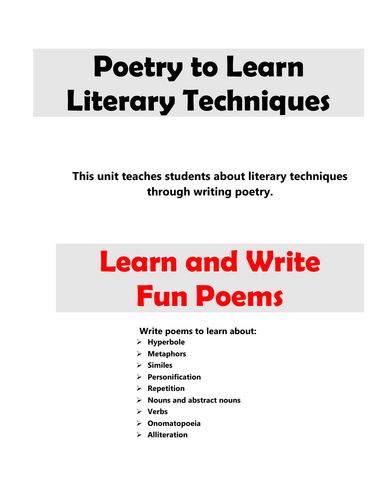 Learning Literary Techniques Through Poetry | Teaching Resources