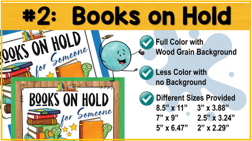 Library Books on Hold Signs - 2 Decor Sign Choices to Label Desk Book ...