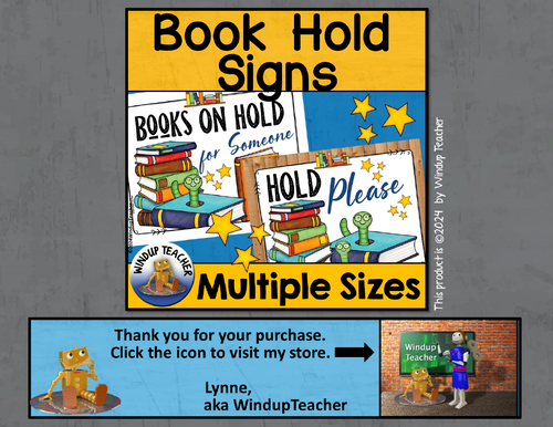 Library Books on Hold Signs - 2 Decor Sign Choices to Label Desk Book ...