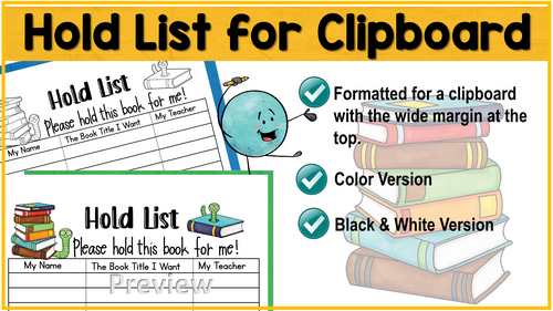 Library Book Request Form - Library Book Hold Forms and Notes ...