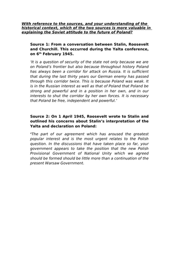 Cold War AQA 2R Yalta and Potsdam Lesson | Teaching Resources