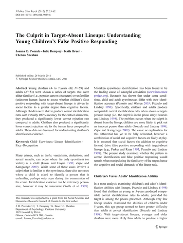 CIE AS Psychology - Pozzulo et al (2012) line-ups | Teaching Resources