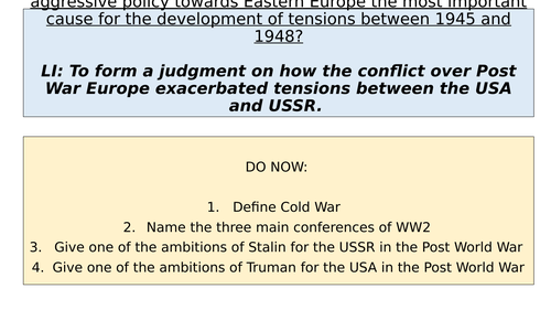 Cold War AQA 2R Post War Europe | Teaching Resources