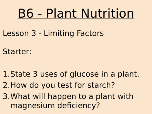 B6 Plant Nutrition IGCSE Biology L3 | Teaching Resources
