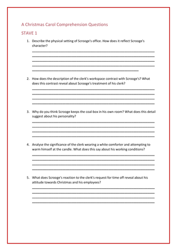 GCSE Comprehension: Stave 1 of "A Christmas Carol" – Engaging Activity ...