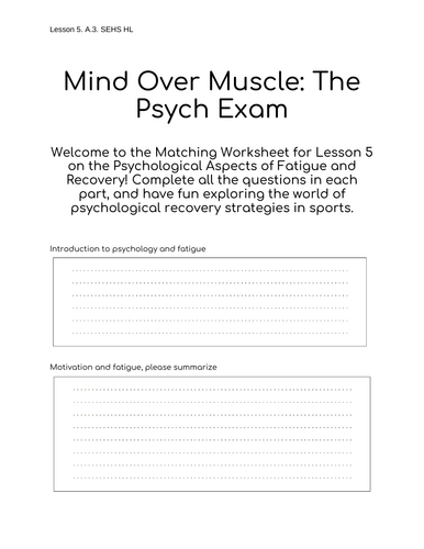 HL. A.3.2.2 & A.3.3. New IB Sports Science unit. A lab, slides ...