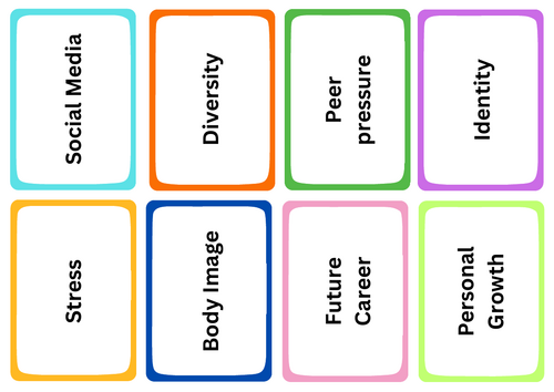 Teen topic flash cards | Teaching Resources
